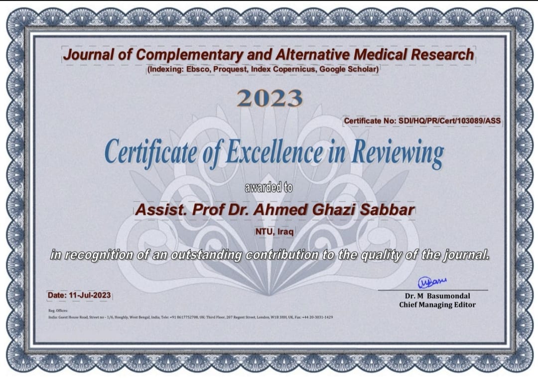 Faculty Member Gets Appreciation Certificate From Global Journal